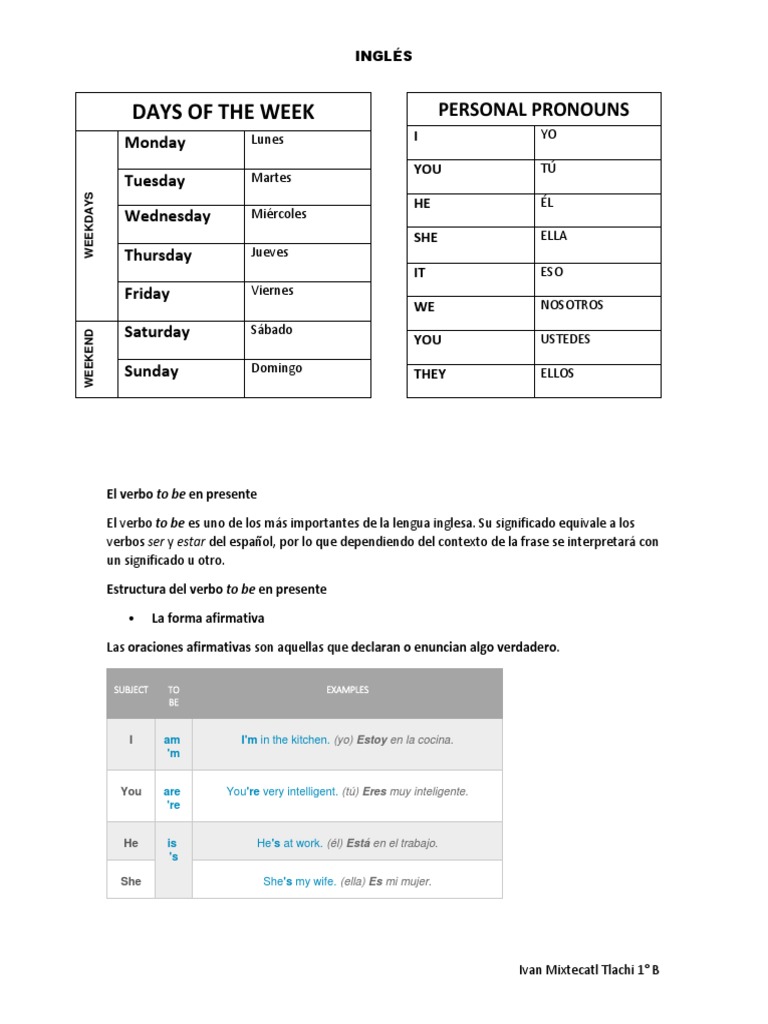 Days of The Week | PDF | Verbo | Lingüística