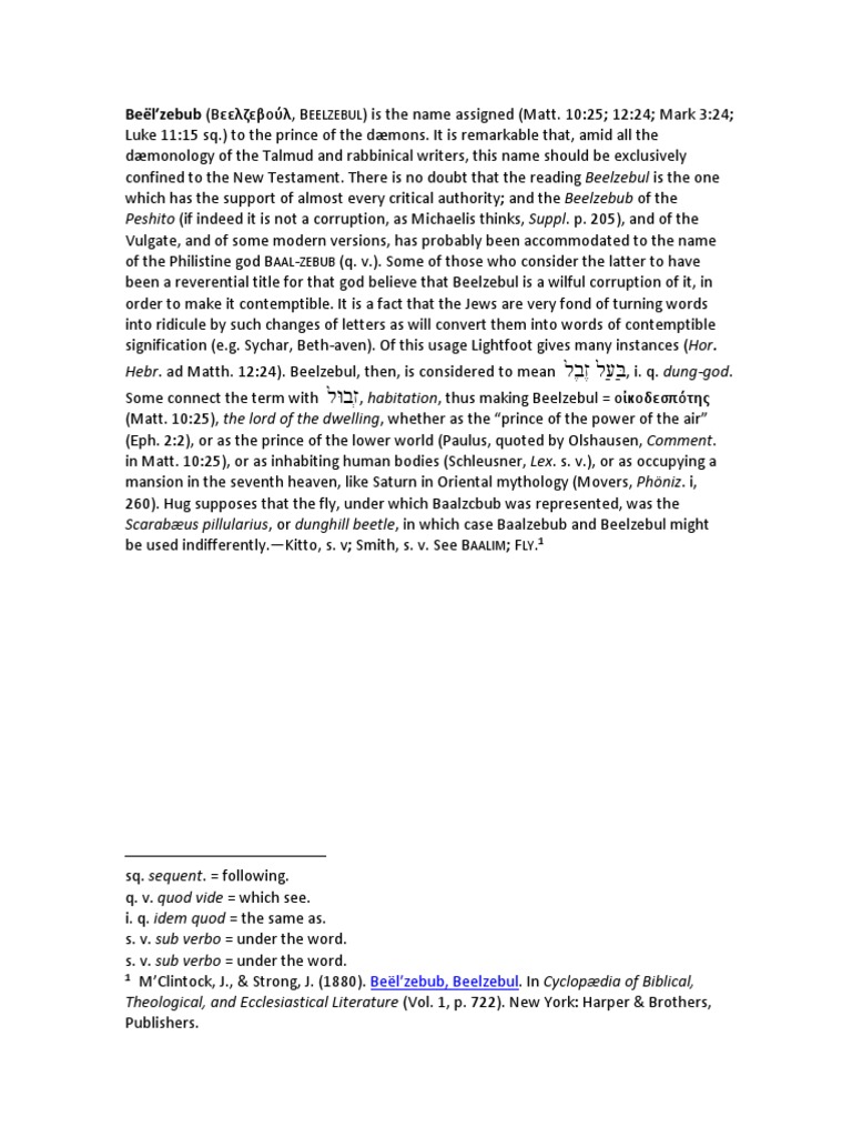 Beël′zebub (Βεελζεβούλ, B: Eelzebul | PDF