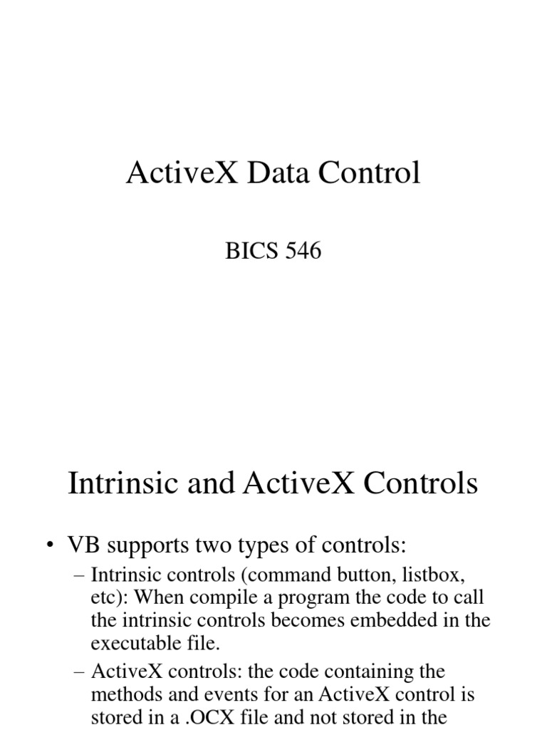 ADO and ActiveX Controls Guide | PDF | Active X Data Objects | Databases
