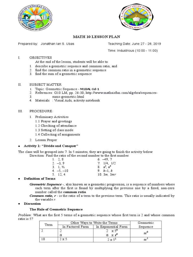 Teaching Geometric Sequences: Finding Common Ratios, Terms, and Sums ...