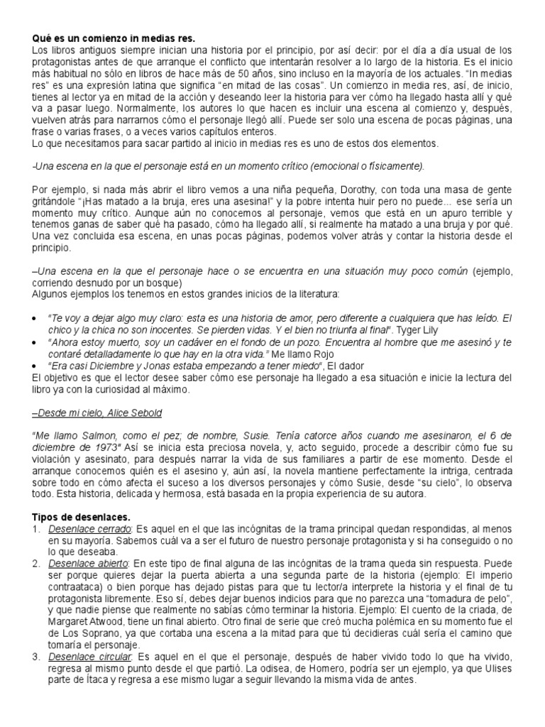Qué Es Un Comienzo in Medias Res | PDF | Novelas | Cuentos