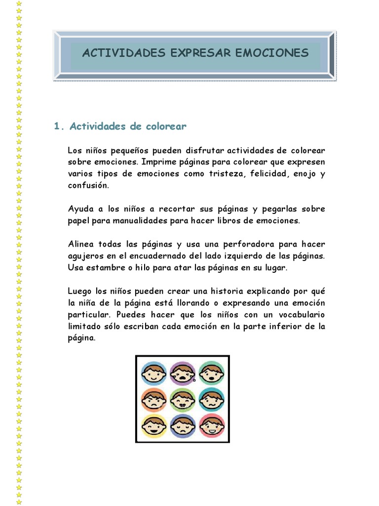 Actividades Infantiles para Expresar Emociones | PDF | Salud y bienestar