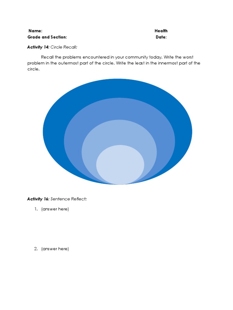 Activity 14: Circle Recall:: Name: Grade and Section | PDF