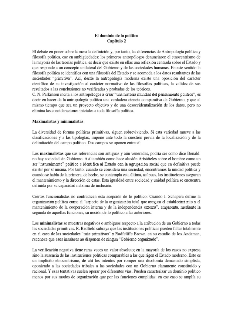 El Dominio de Lo Político | PDF | Sociedad | Sistemas politicos