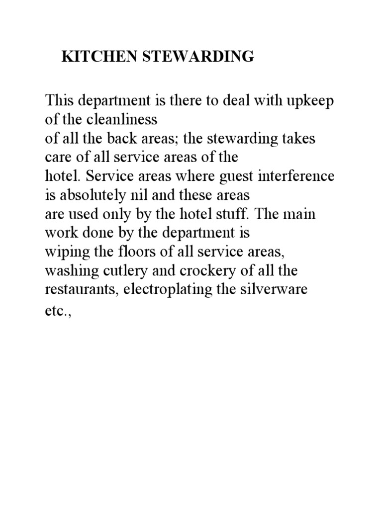 Kitchen Stewarding | PDF | Tableware | Dishwasher