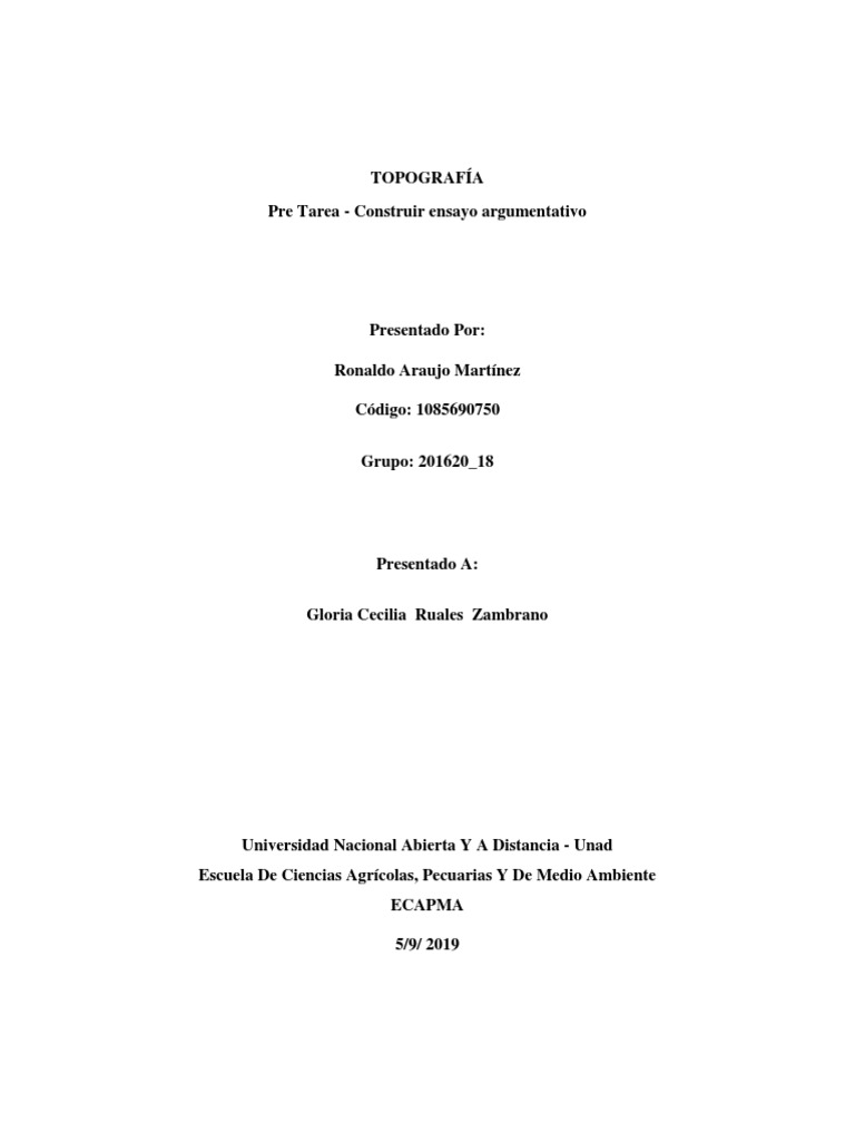 Pre-Tarea - Ensayo Argumentativo | PDF | Topografía | Agrimensura