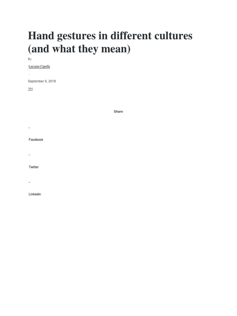 Hand Gestures in Different Cultures (And What They Mean) : Luciano ...