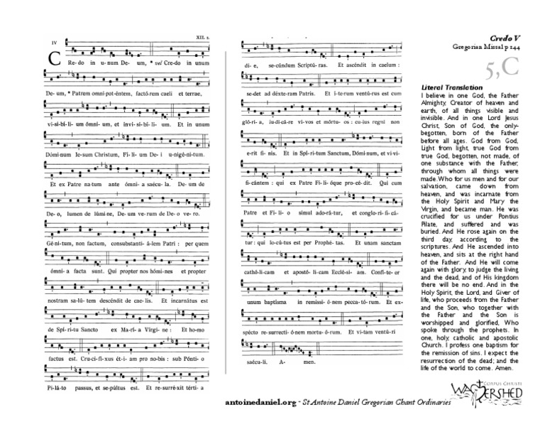 Credo V: Literal Translation | PDF | God The Father | Jesus