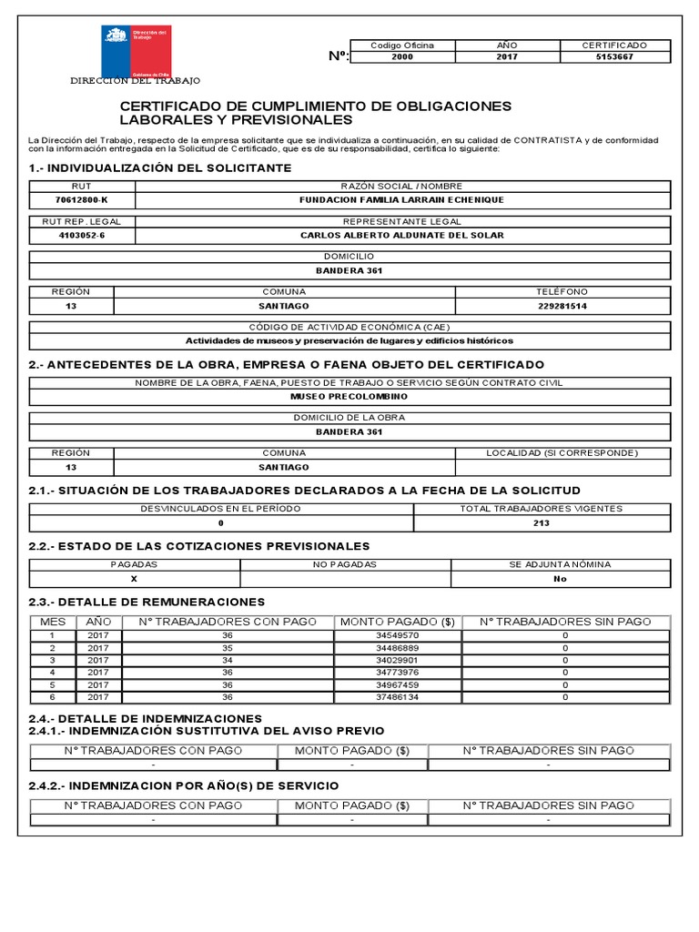 Certificado F30-1: Cumplimiento Laboral | PDF