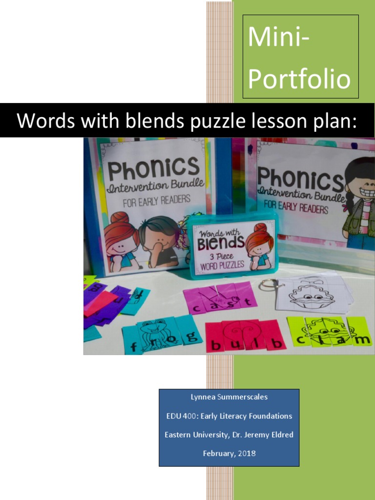 Words With Blends Puzzle Lesson Plan:: Mini-Portfolio | PDF | Behavior ...