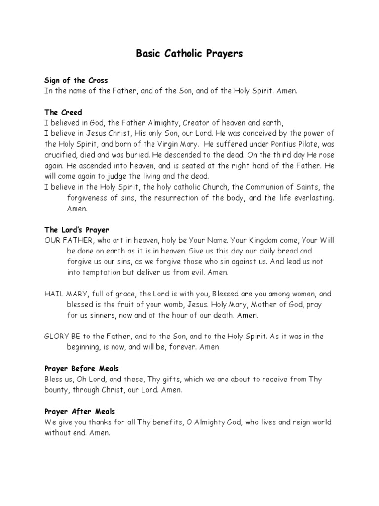 Basic Catholic Prayers: Sign of The Cross | PDF