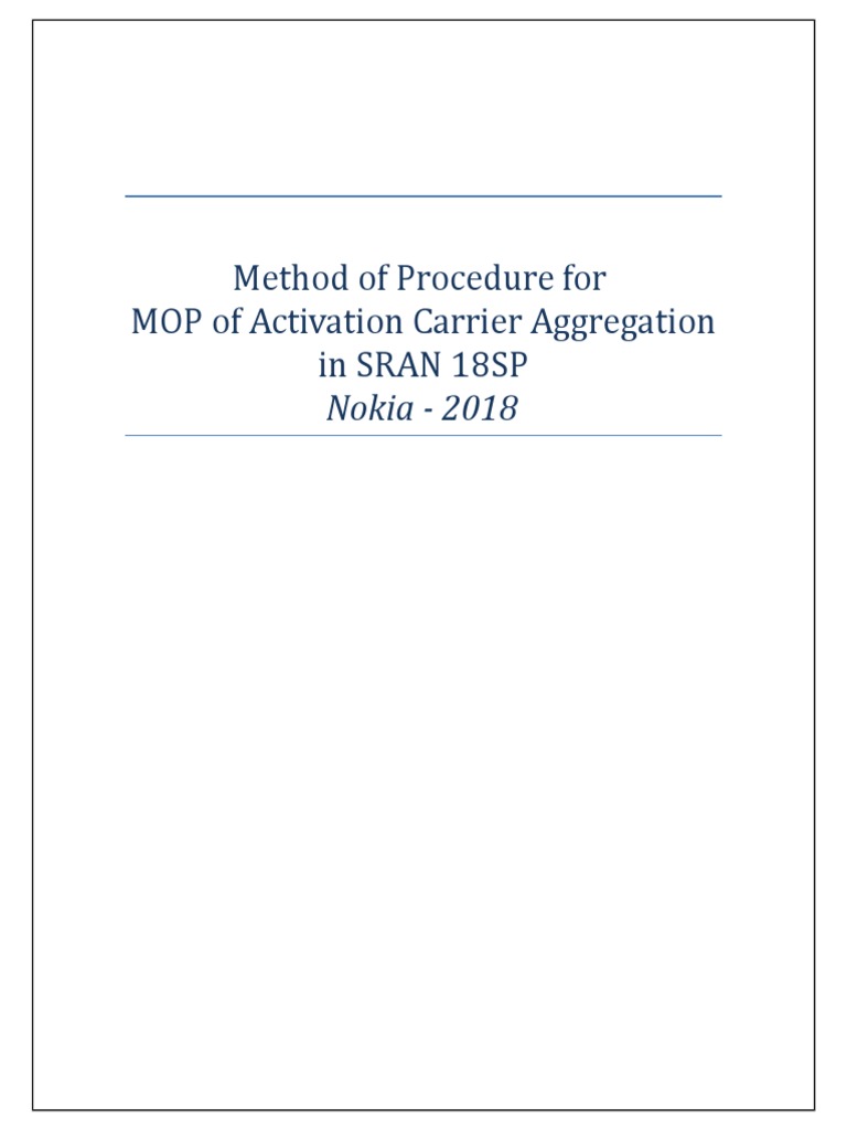 MOP of Activation Carrier Aggregaton in SRAN 18SP - v3 | PDF | Synchronization | Parameter ...