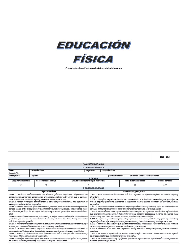 Plan Curricular Educación Física 2° Grado | PDF | Educación Física | Bailes