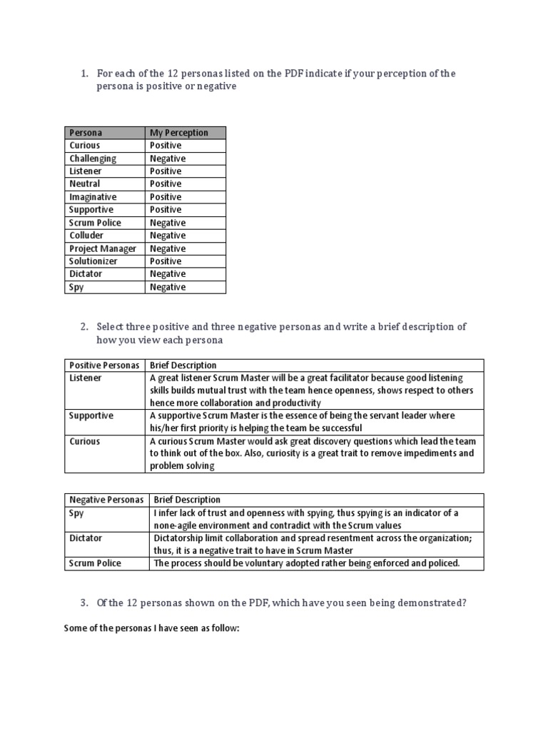 Evaluating Scrum Personas: Insights and Solutions | PDF | Scrum ...