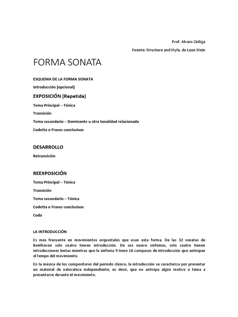 Estructura de la Forma Sonata | PDF | Música clásica | Composiciones ...