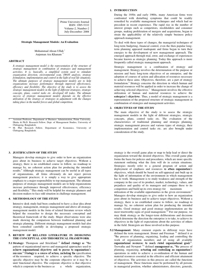 Strategic Management Models | PDF | Strategic Management | Swot Analysis