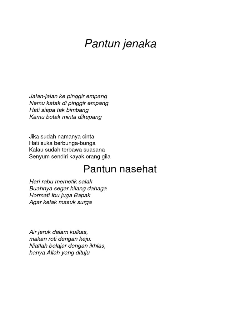 Pantun Jenaka | PDF