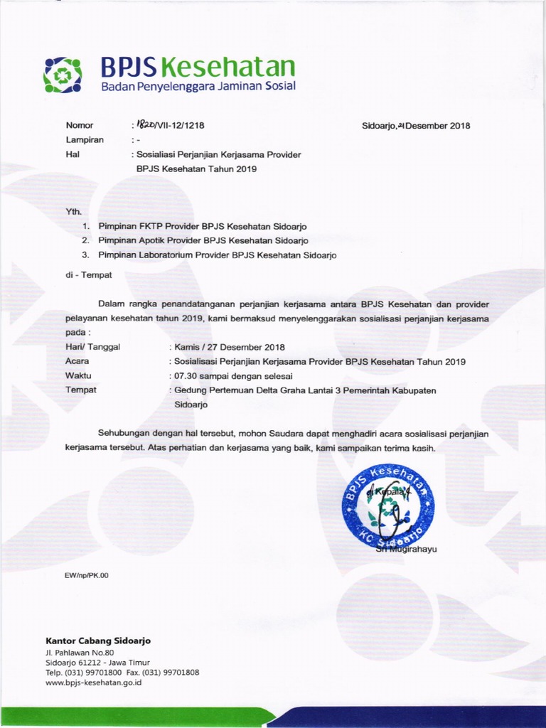 1820 - Undangan Sosialisasi PKS 2019 | PDF