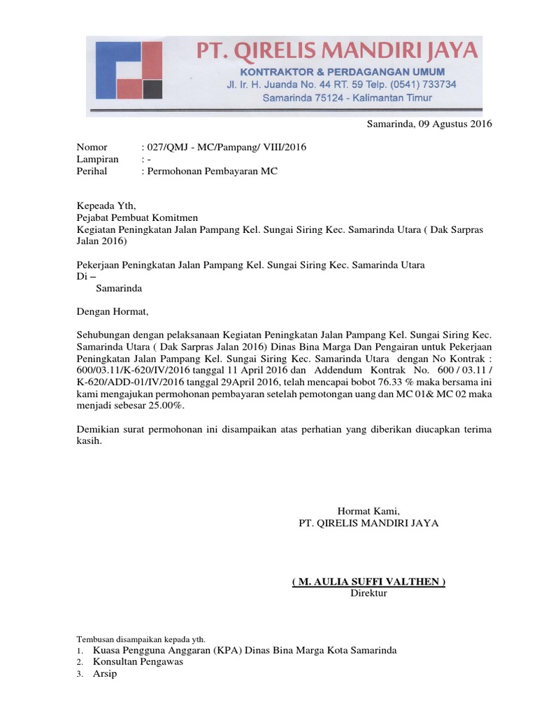 Surat Permohonan MC | PDF