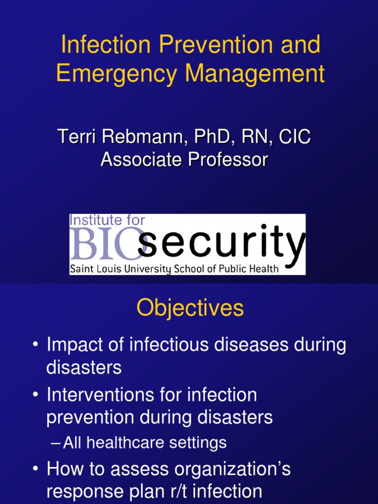 Infection Prevention and Emergency Management: Terri Rebmann, PHD, RN ...