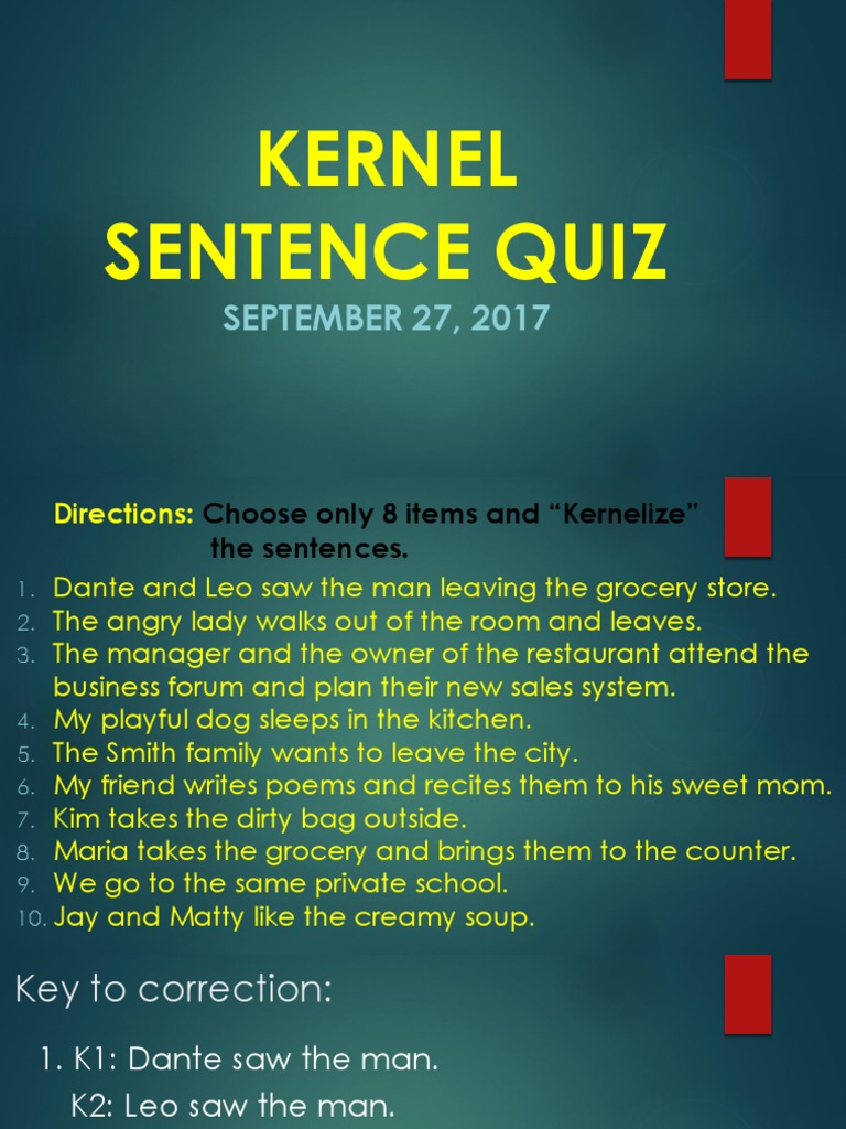 Kernel Sentence Quiz | PDF