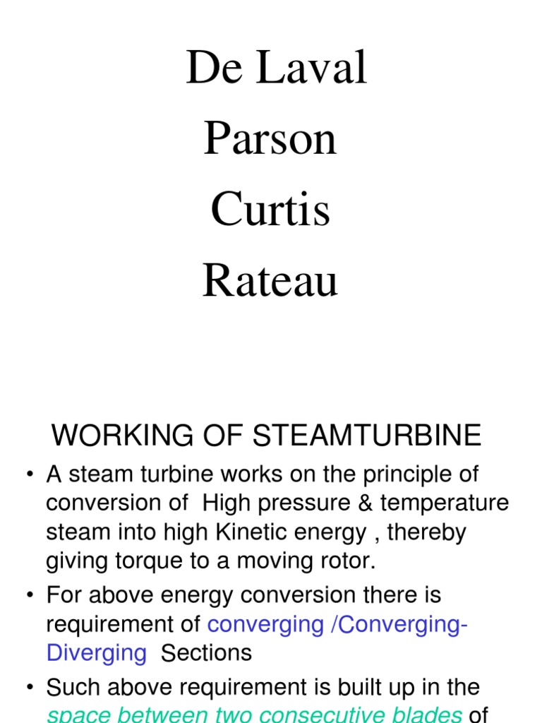 De Laval Parson Curtis Rateau | PDF
