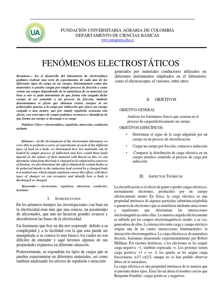 Fenomenos Electrostaticos | Descargar gratis PDF | Carga eléctrica ...