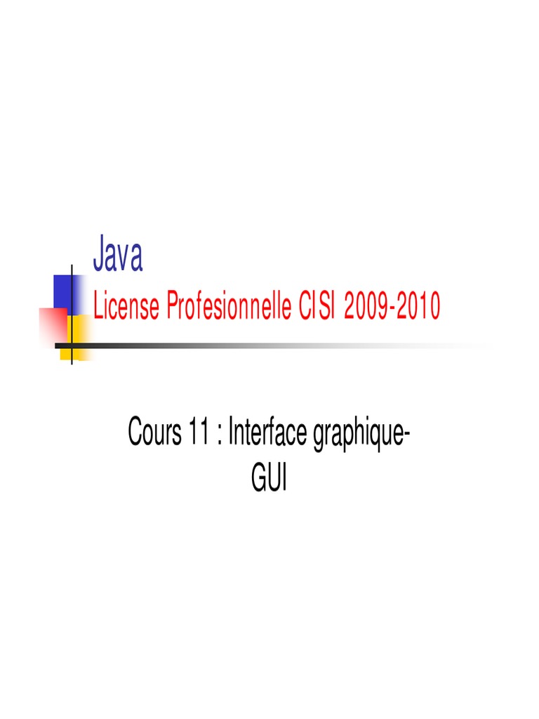 Cours11 GUI | PDF | Interface graphique | Java (Langage de programmation)