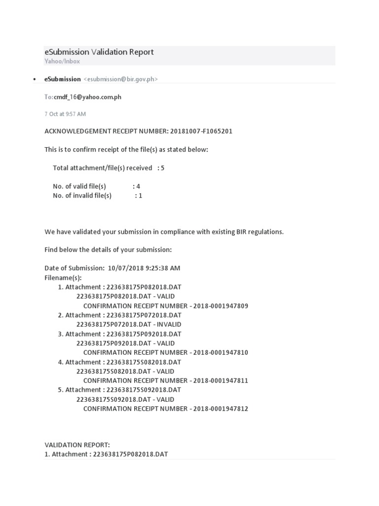 BIR eSubmission Validation Report | PDF | Cyberspace | Computing