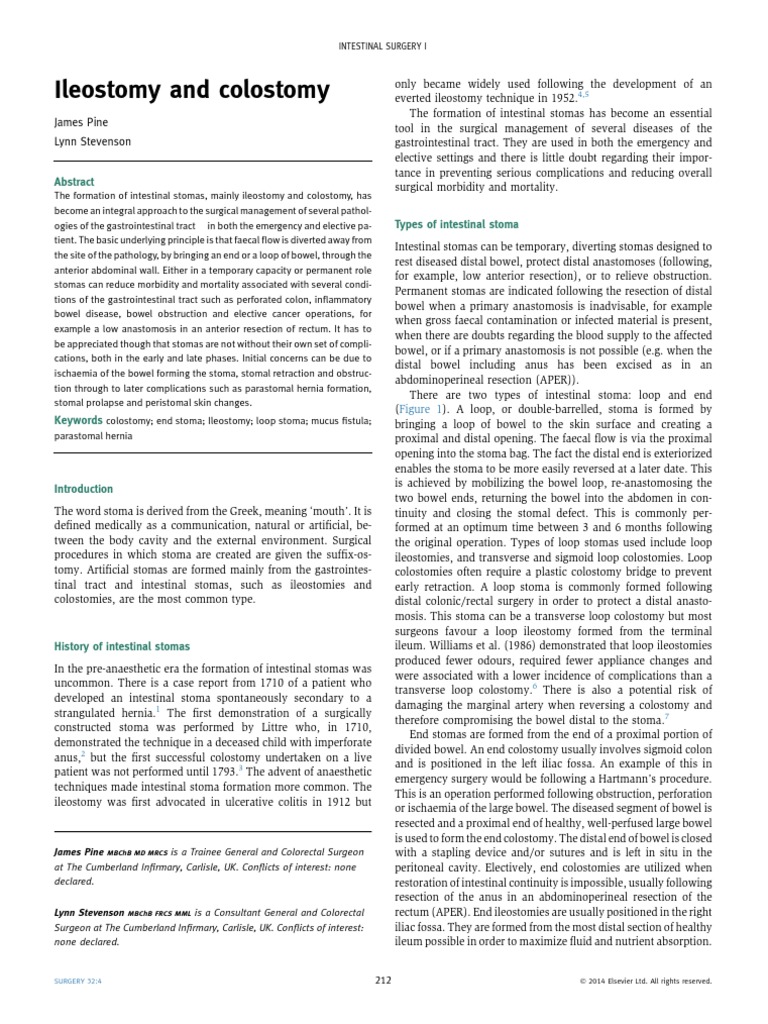 Ileostomy and Colostomy | PDF | Gastrointestinal Tract | Abdomen