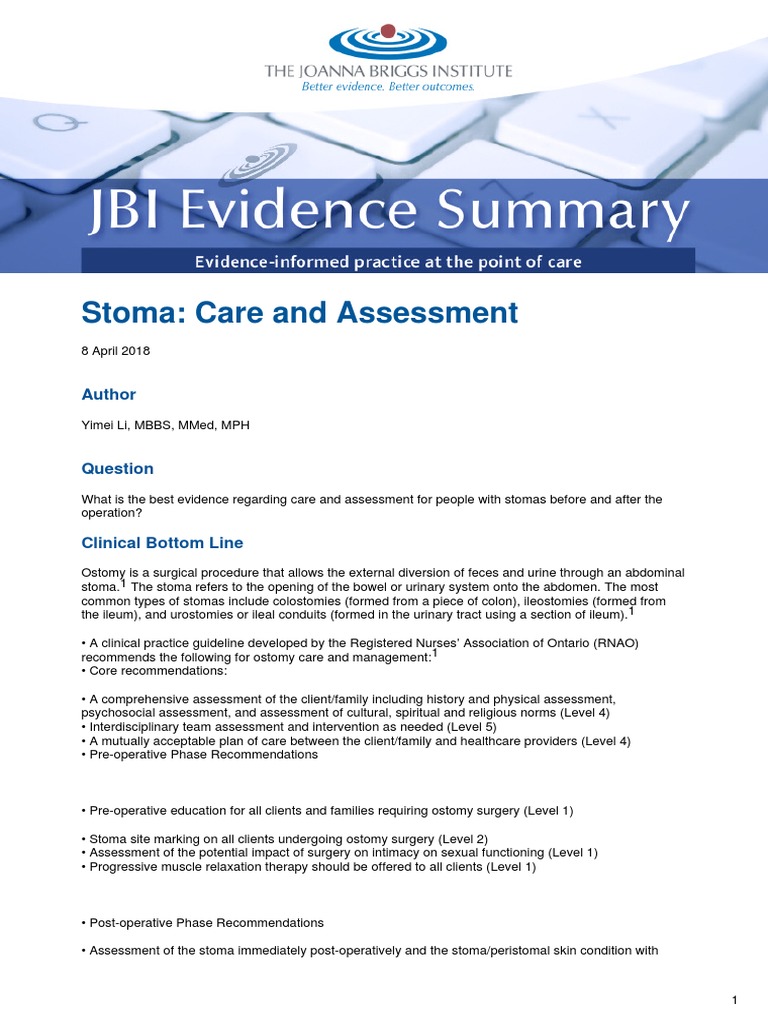 JBI - Stoma Care and Assessment | PDF | Evidence Based Medicine | Surgery