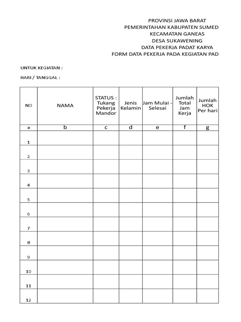 Contoh Format Hok Harian | PDF