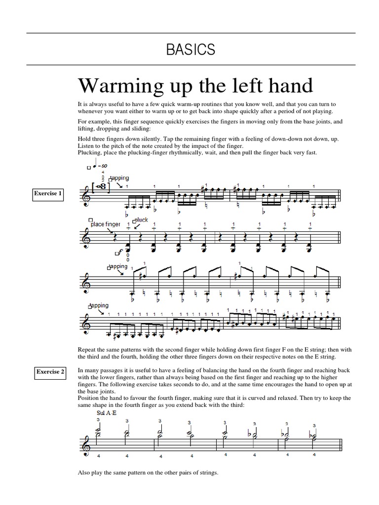 Warming Up Left Hand | PDF | String Instruments | Harmonic