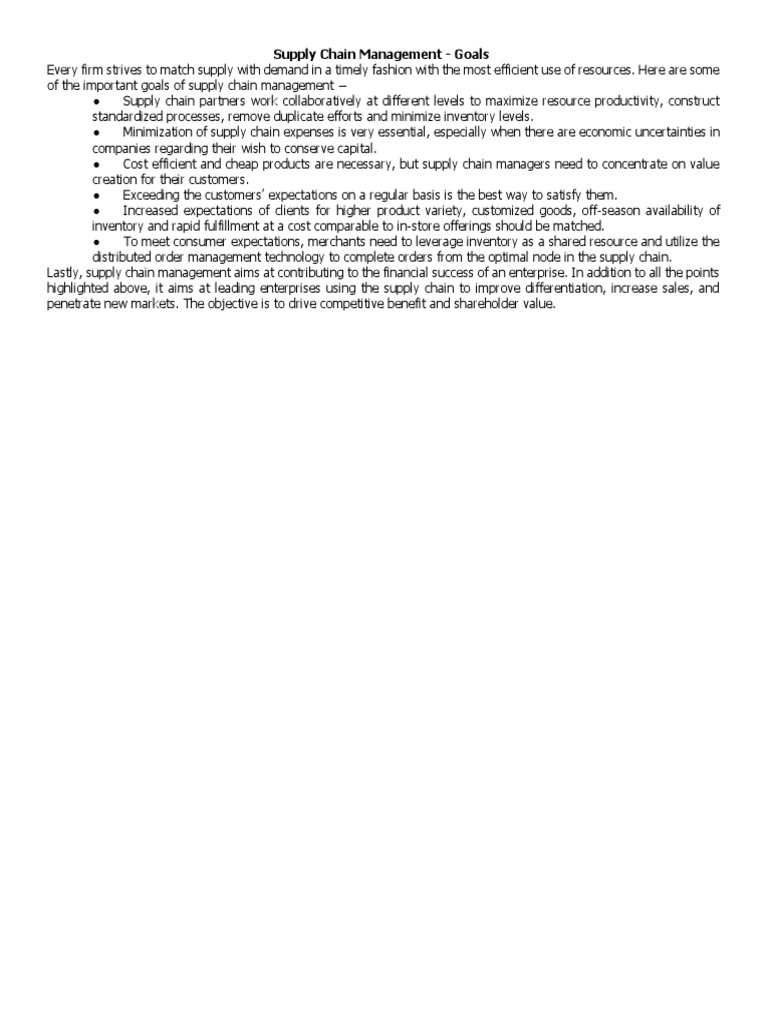 4.supply Chain Management - Goals | PDF