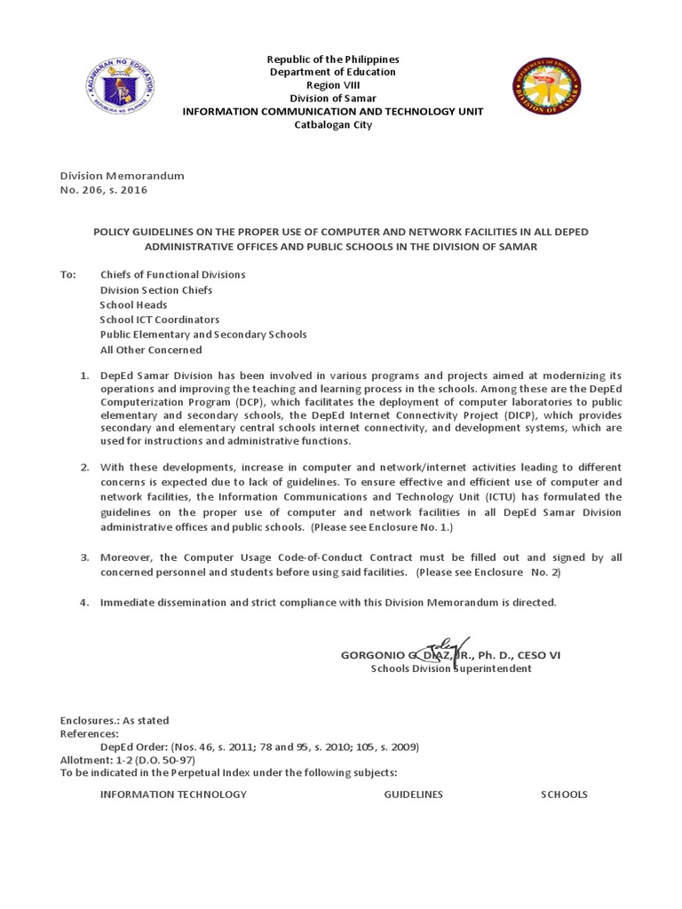 Policy Guidelines On The Proper Use of Computer and Network | PDF ...