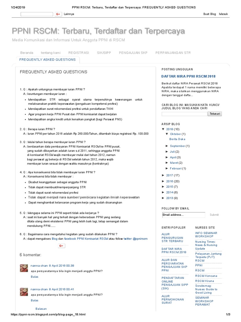 Ppni RSCM - Terbaru, Terdaftar Dan Terpercaya - Frequently Asked Questions | PDF