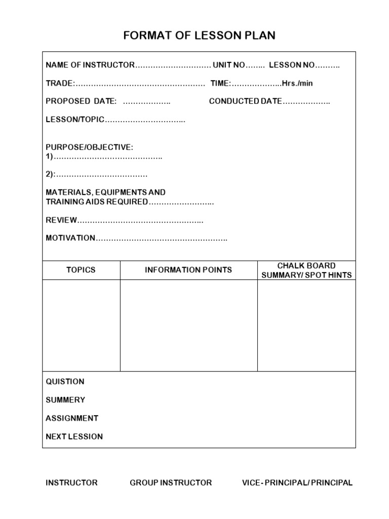 Format for Lesson and Demonstration Plans | PDF | Lesson Plan | Teachers