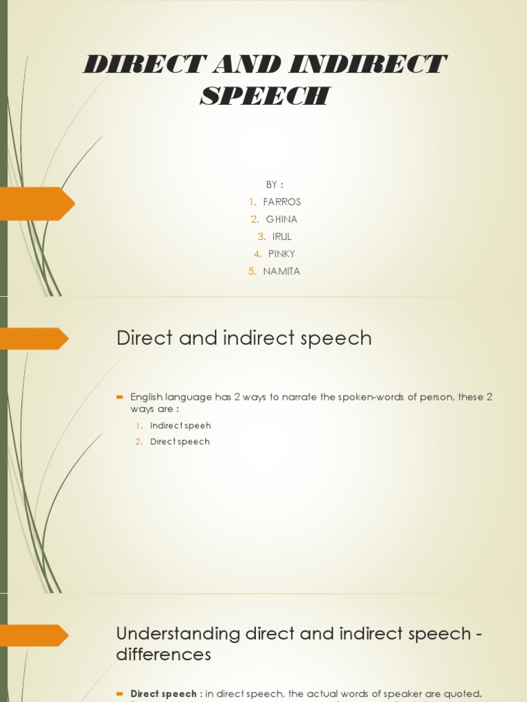 Direct and Indirect Speech | PDF | Verb | Syntax