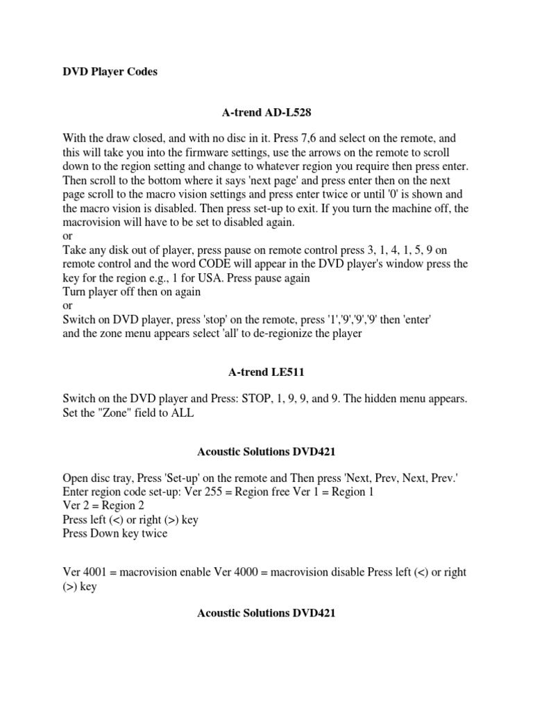 DVD Service Codes | PDF | Read Only Memory | Menu (Computing)