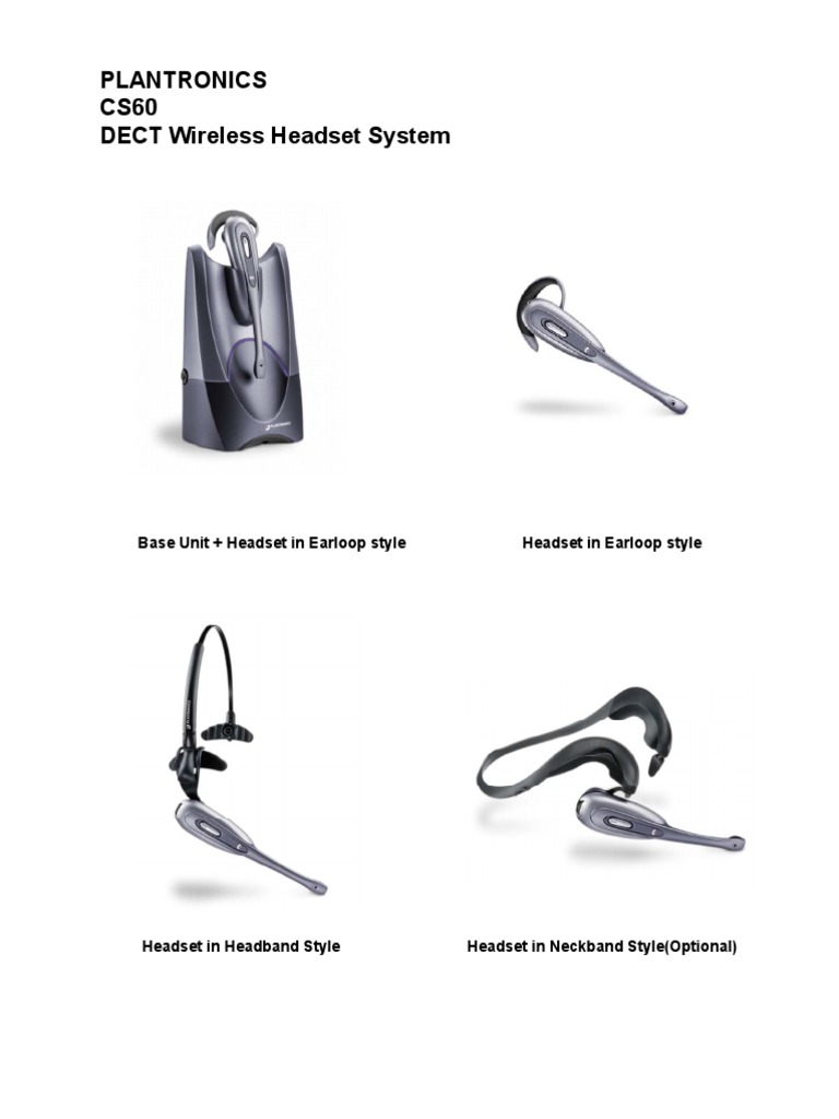 Plantronics CS60 DECT Wireless Headset System | PDF | Home & Garden ...