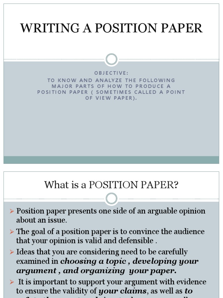 Writing A Position Paper | PDF | Argument | Idea