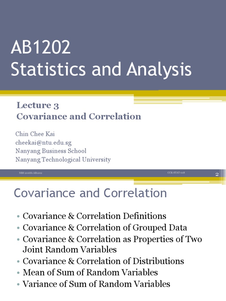 AB1202 Statistics and Analysis | PDF | Covariance | Expected Value