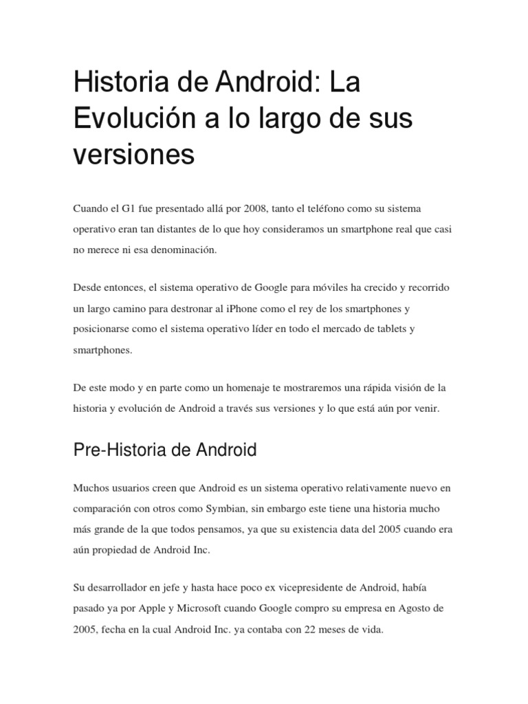 Historia de Android | PDF | Android (sistema operativo) | Google Play
