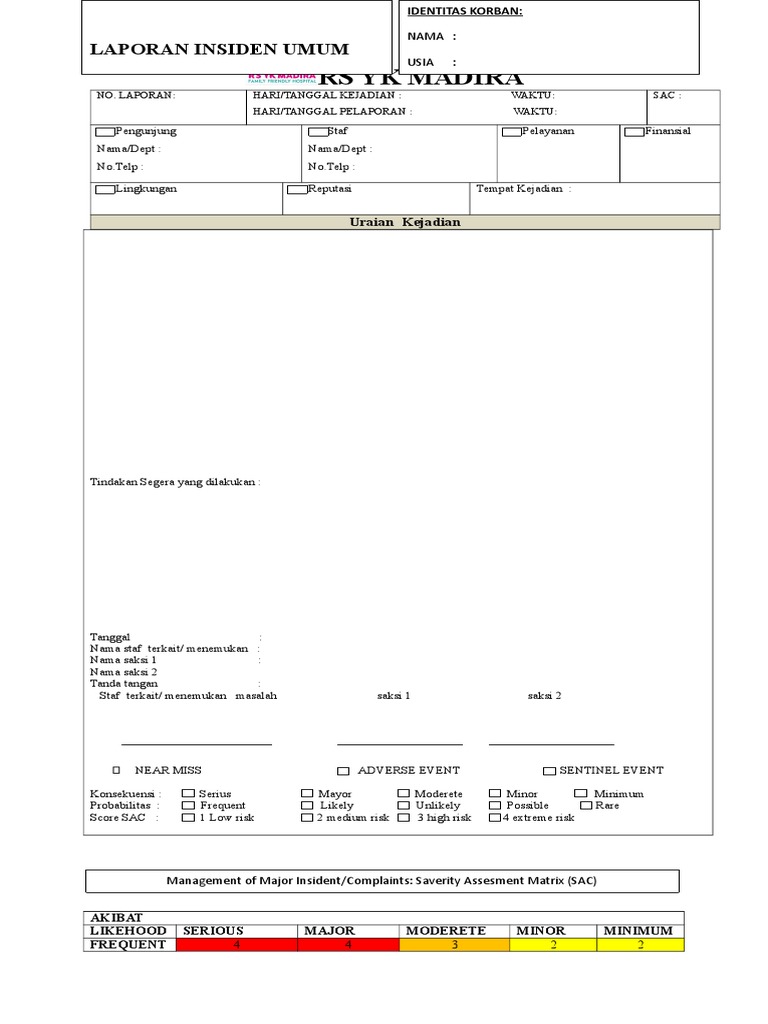 Form Insiden Umum | PDF