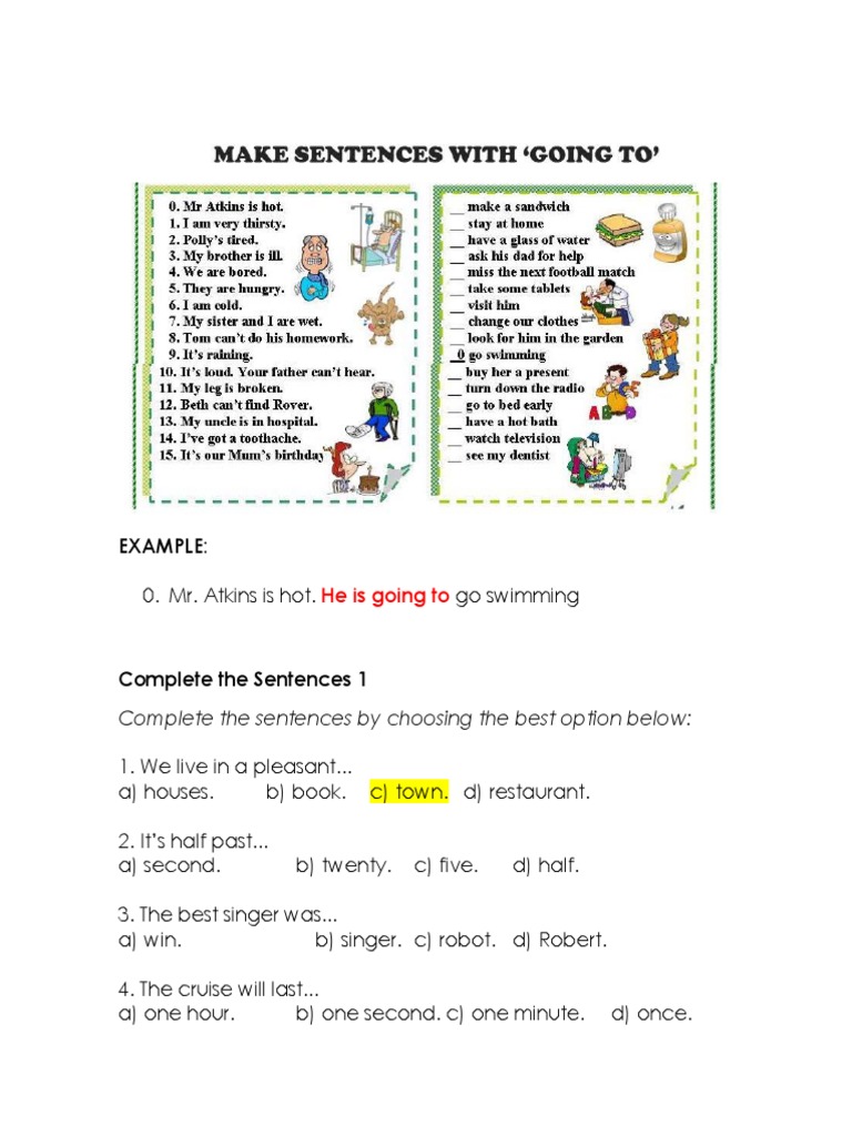 Example:: Complete The Sentences by Choosing The Best Option Below | PDF