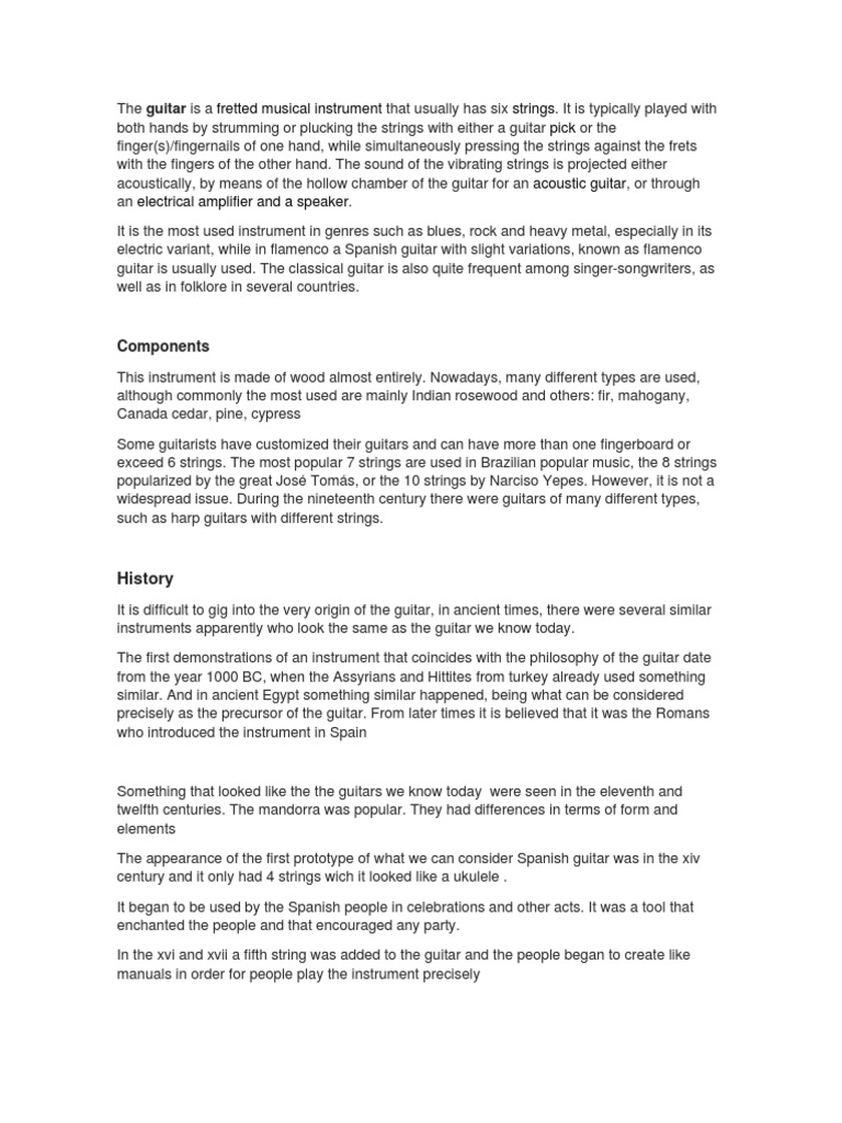 Fretted Musical Instrument Strings Pick: Components | PDF | Guitars ...