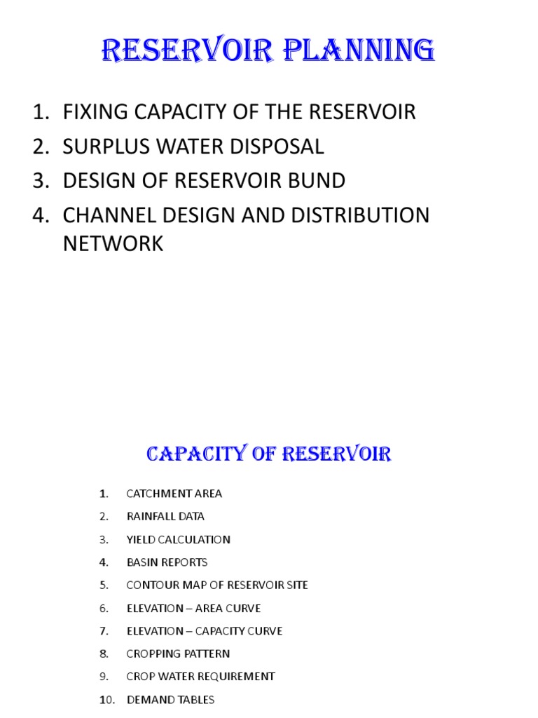 Reservoir Planning & Design Guide | PDF | Science & Mathematics