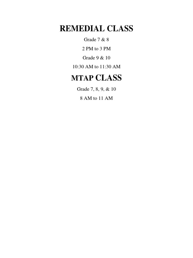 Remedial Class | PDF