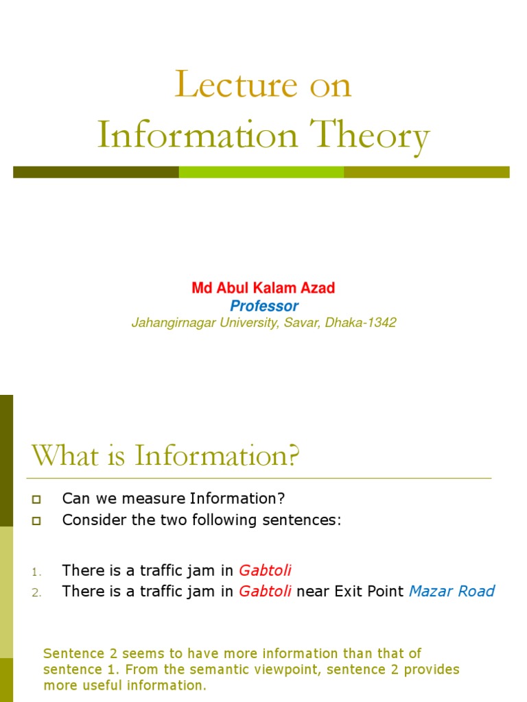 Understanding Information Theory Basics | PDF | Bit | Probability And ...