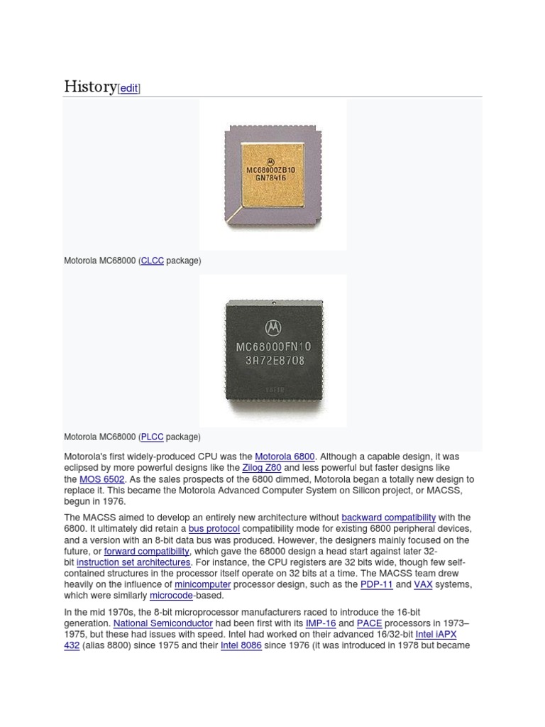 Motorola 68000 | PDF | Microprocessor | Integrated Circuit